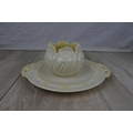 A Belleek shell patterned plate and bowl.