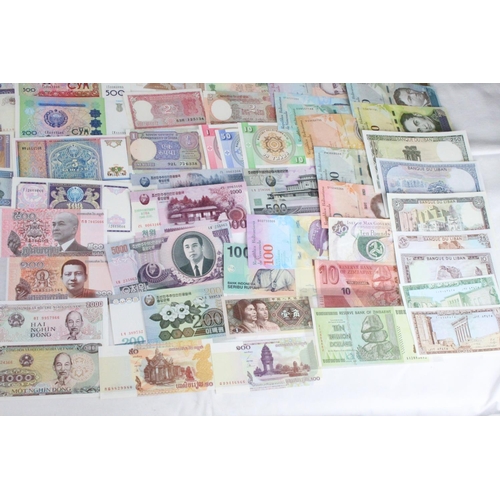 A lot of assorted foreign bank notes to include Vietnam, Egypt ...