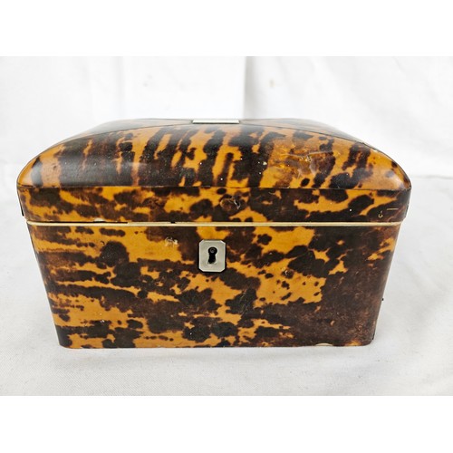 A stunning antique/ Georgian faux tortoise shell tea caddy, measuring ...