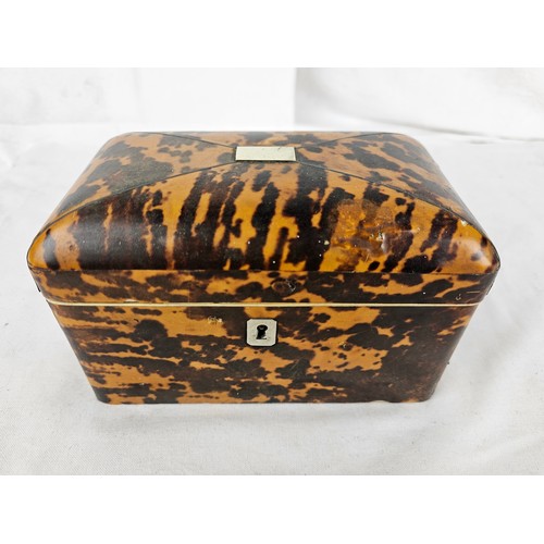 A stunning antique/ Georgian faux tortoise shell tea caddy, measuring ...