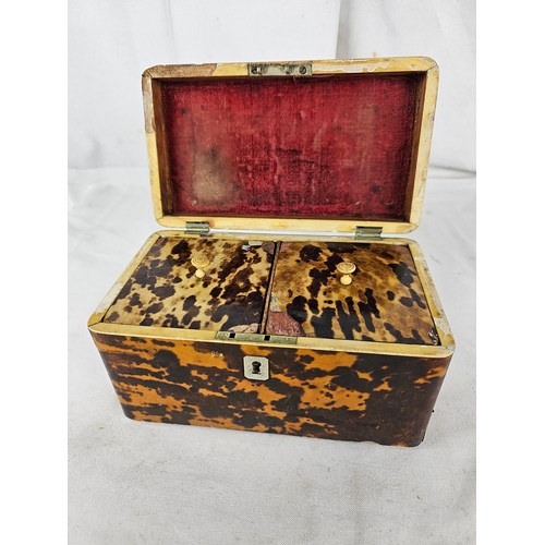 A stunning antique/ Georgian faux tortoise shell tea caddy, measuring ...