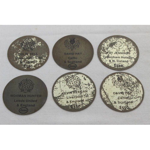 Six vintage Esso football tokens including David Hay, Pat Jennings ...