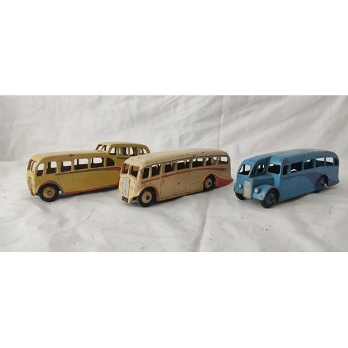 Three vintage Dinky Toys coaches to include 'Observation Coach'.