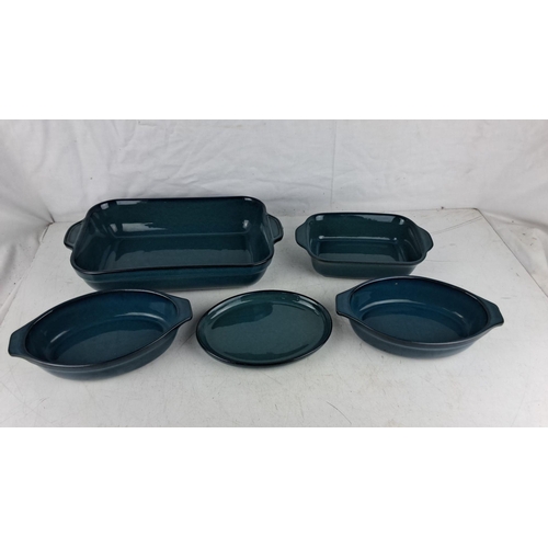 Set of five Denby stoneware baking dishes. Includes two rectangular ...