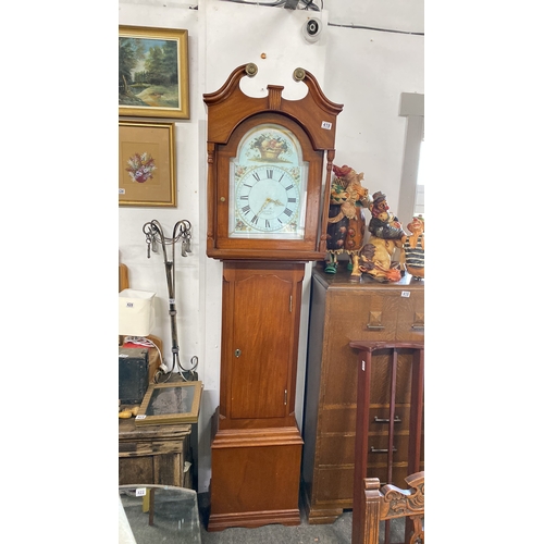 19th Century mahogany longcase clock case with decorative dial, Roman ...