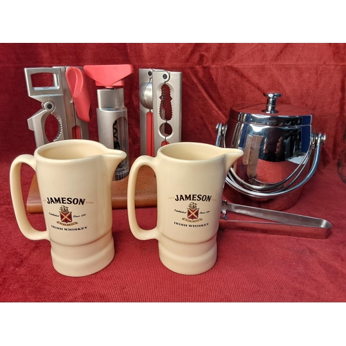 A pair of Jameson Irish Whiskey jugs, a Ghidini multi tool kitchen set ...