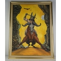 A framed Mythical painting, signed by the Artist, David Bell.