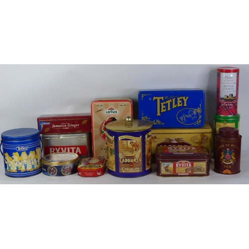 A collection of vintage advertising tins.