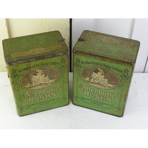 Two vintage Allenburys Rusks tin boxes.