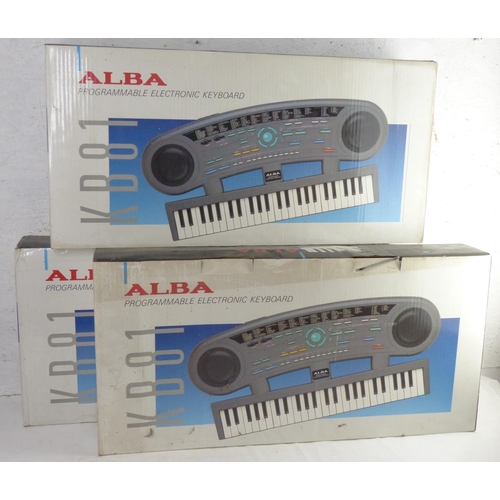 Three boxed Alba programmable electronic keyboard - KB81 (untested).