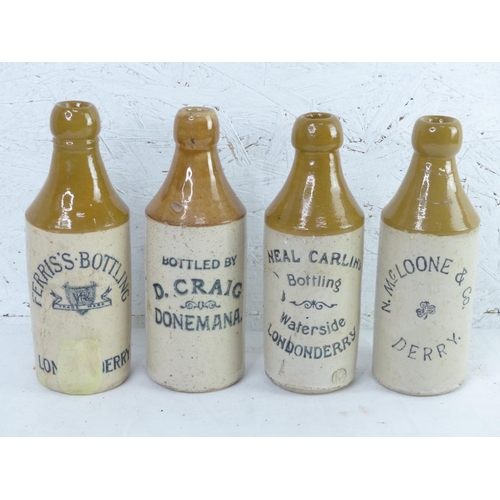 Four antique stoneware beer bottles - Ferris's Bottling, Londonderry, D ...