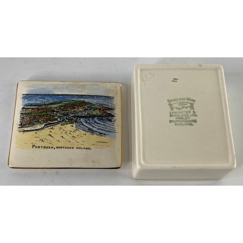 A vintage souvenir trinket box 'Portrush' by Sandland Ware in original box.