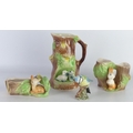 Three pieces of Eastgate pottery and a Beswick pottery 'Blue Tit' figure.