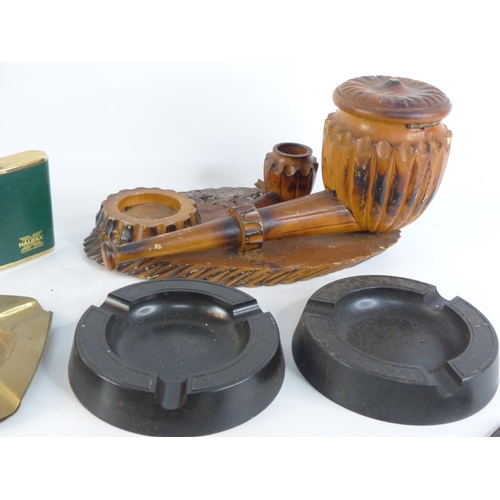 Five vintage corkscrews, four leather cased hip flasks and more.