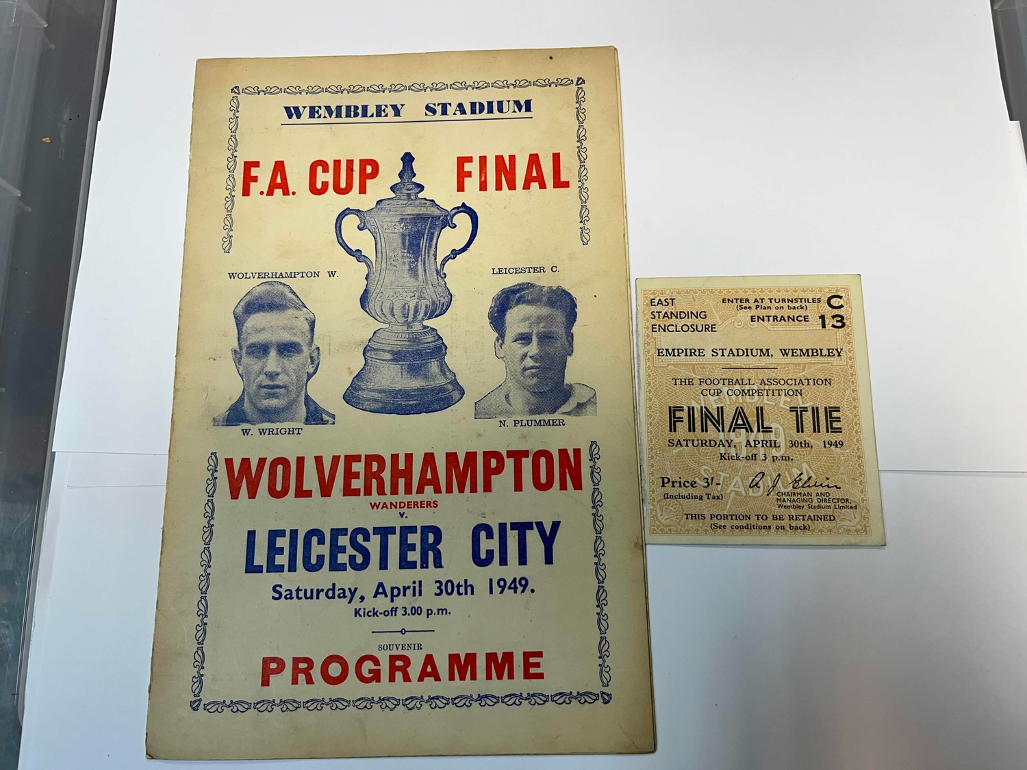 Ticket + 1949 FA Cup Final, Leicester City v Wolverhampton Wanderers ...