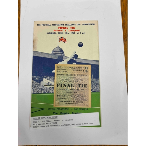 Ticket + Programme 1950 FA Cup Final, Arsenal v Liverpool