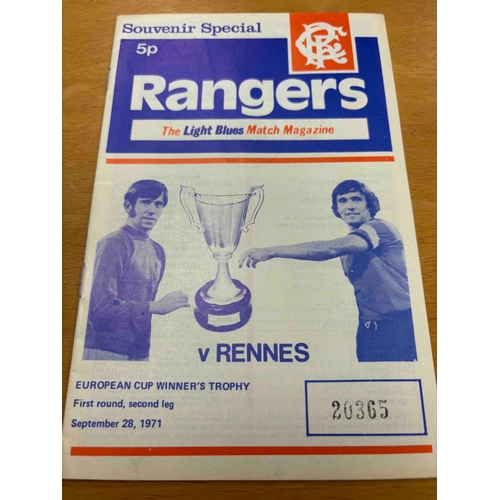 1971/72 Rangers v Rennes, European Cup Winners Cup, First round. VG