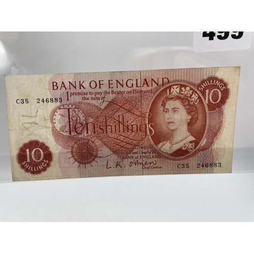 BANK OF ENGLAND 10 SHILLING NOTE CASHIER L.K. O'BRIEN C35246883