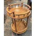 BEECH SPINDLE TURNED MOBILE CIRCULAR TROLLEY