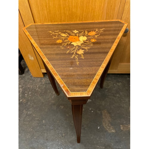 TRIANGULAR ITALIAN MARQUETRY STYLE NEEDLEWORK TABLE