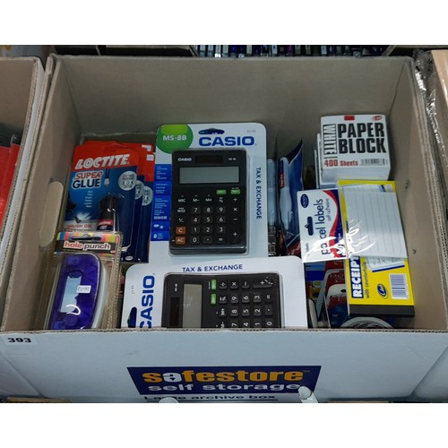 A4 FILE BOX OF STATIONARY INC DOUBLE SIDED TAPE, RAFFLE AND CLOAKROOM TICKETS, PENCILS AND POST IT N