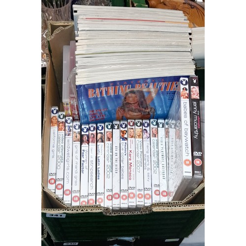 CARTON - VINTAGE PLAYBOY MAGAZINES AND SELECTION OF DVDS