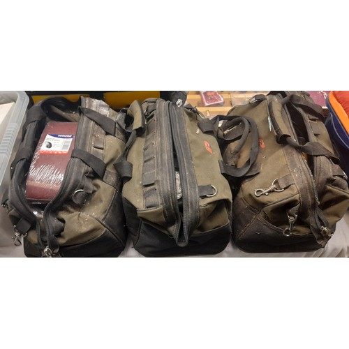 THREE NYLON CARRY BAGS CONTAINING ROUTER AND AND ATTACHMENTS, BELT ...