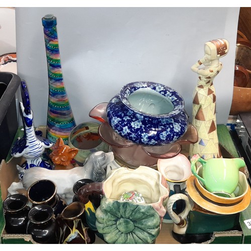 CARTON - BESWICK AND DOULTON CHARACTER JUGS, BLUE AND WHITE BOWL ...