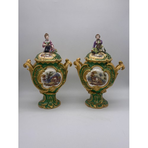 QUALITY PAIR OF POSSIBLY MINTON SERVES STYLE APPLE GREEN AND GILDED ...