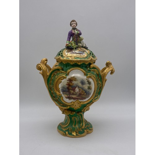 QUALITY PAIR OF POSSIBLY MINTON SERVES STYLE APPLE GREEN AND GILDED ...