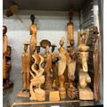 SELECTION OF CUBAN MUSICIAN CARVED FIGURES AND AFRICAN WHITE WOOD FIGURES