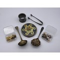 ENAMEL POWDER COMPACT, EPNS SIFTER SPOONS, AND TALON SUGAR TONGS ...