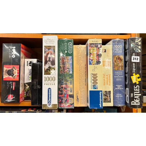 SHELF OF AS NEW JIGSAW PUZZLES INCLUDING THE BEATLES