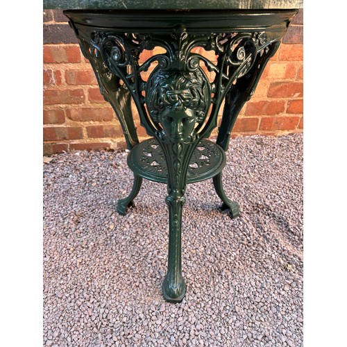 GREEN PAINTED CAST IRON FACE MASK GARDEN PUBLIC HOUSE TABLE