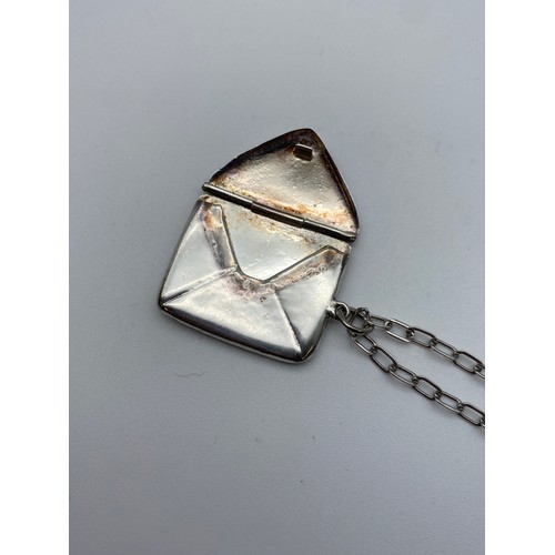 STERLING PAPER LINK CHAIN WITH STAMP ENVELOPE PENDANT, SILVER ROPE ...