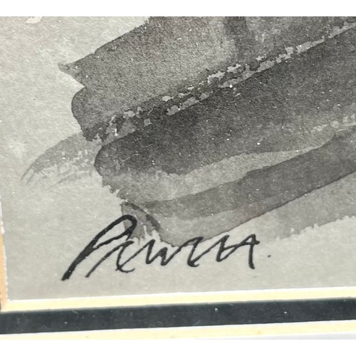 A PEN AND INK SKETCH ENTITLED SLIPPERY FISH FRAMED AND GLAZED ...