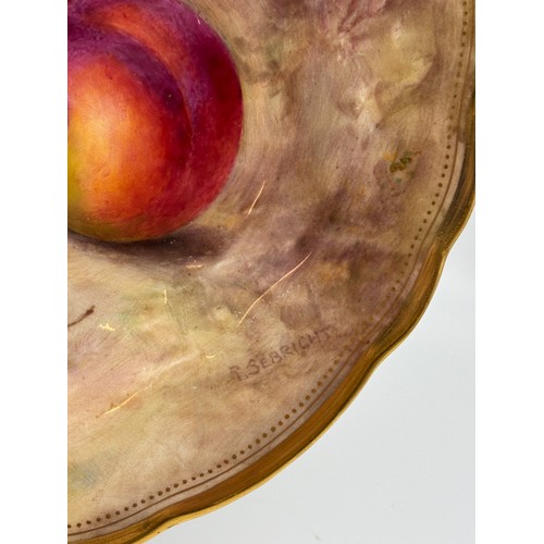 ROYAL WORCESTER FRUIT PAINTED PLATE OF GRAPES, RASPBERRIES AND PEACHES ...
