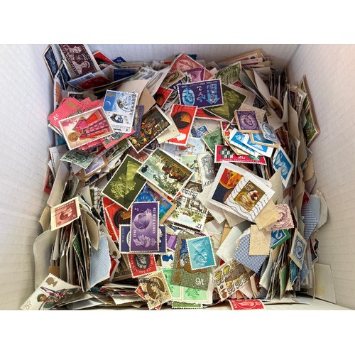 BOX OF LOOSE FRANKED BRITISH STAMPS