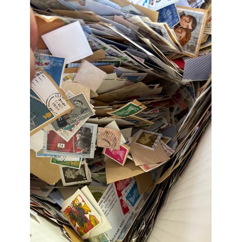 BOX OF LOOSE FRANKED BRITISH STAMPS