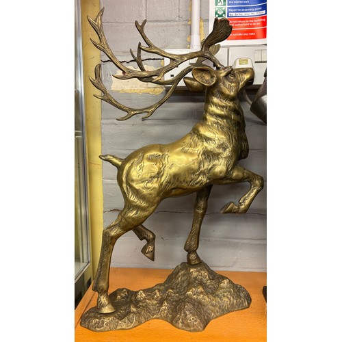 HEAVY BRASS STAG FIGURE GROUP