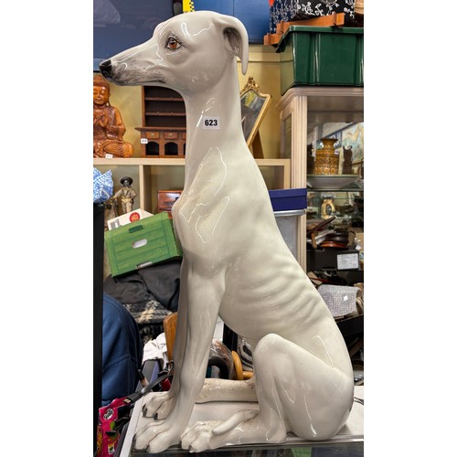 ITALIAN SEATED POTTERY GREYHOUND (BACK RIGHT LEG AF)
