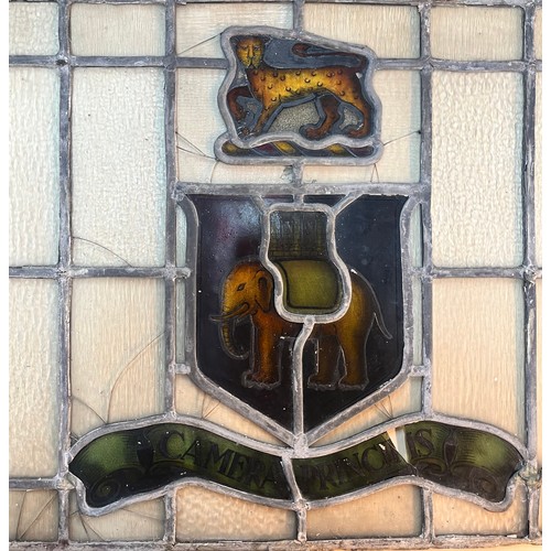 LEADED STAINED GLASS COVENTRY CREST WINDOW PANEL A/F
