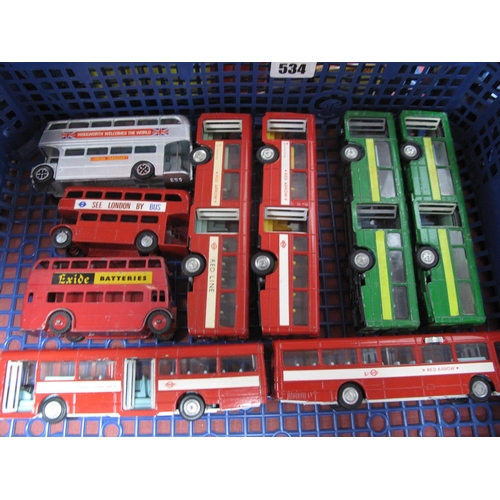 Nine Loose Diecast Buses, including Dinky AEC Single Deck Bus, red ...