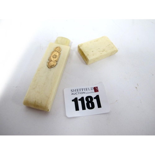 A Mid XIX Century Bone Needle Case, with applied yellow metal engraved ...