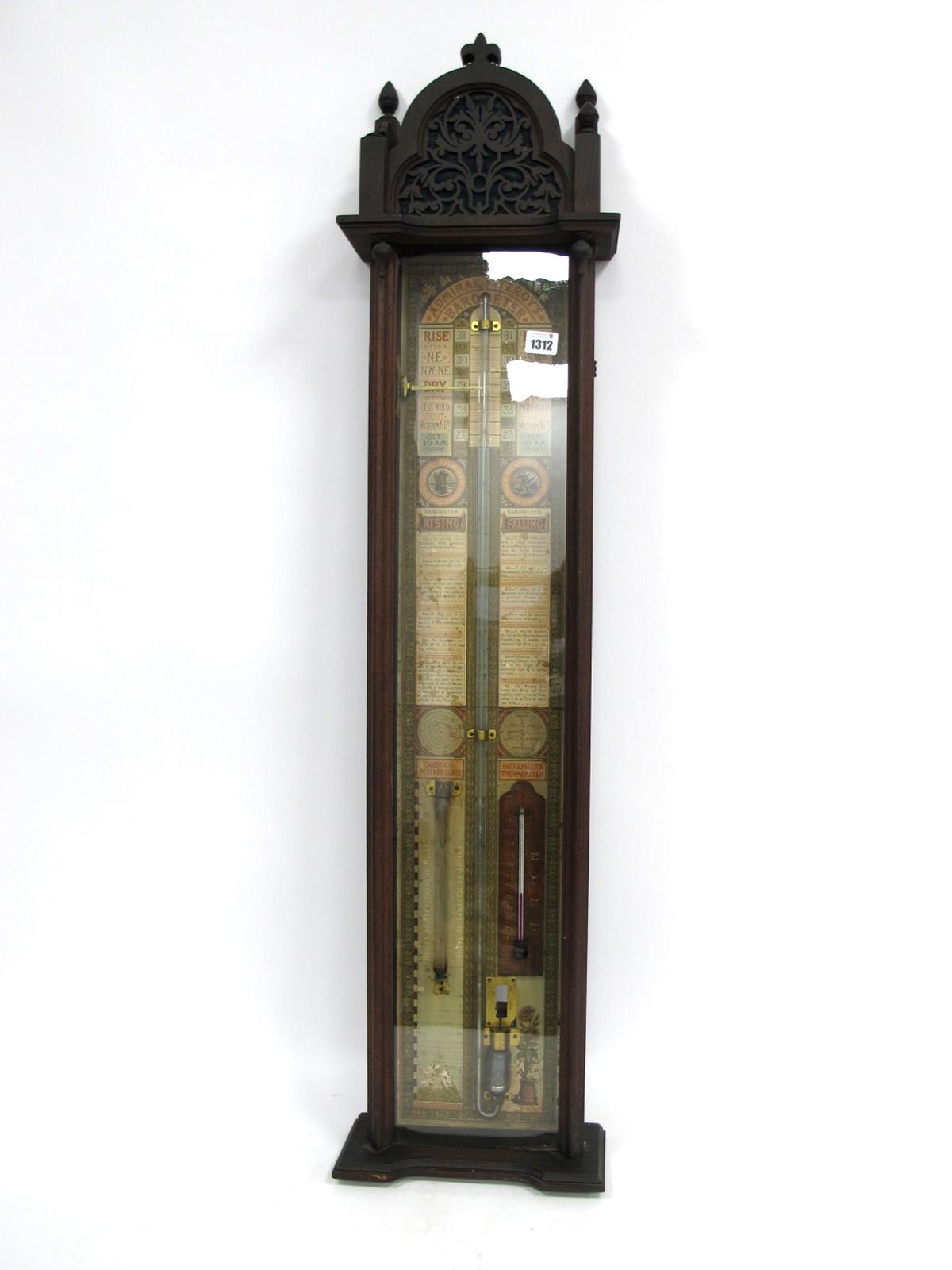A Late XIX Century Admiral Fitzroy's Barometer, the mahogany case with ...