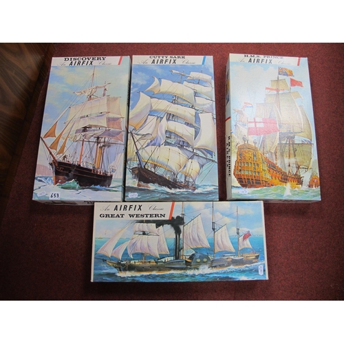 Four Airfix Classic Plastic Model Ship Kits, comprising of #905 ...