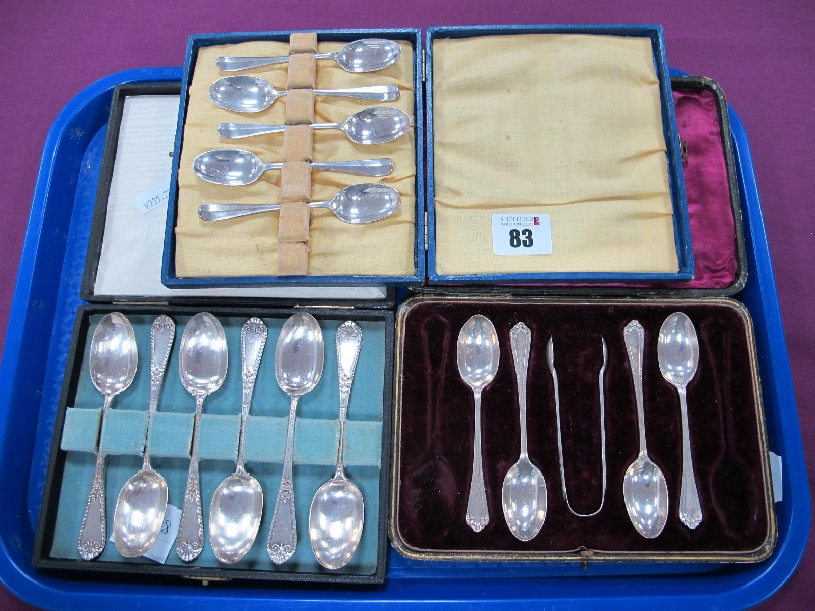 A Set of Six Hallmarked Silver Teaspoons, in a fitted case; together ...