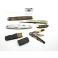 Pocket Knives:- turtle shell scales, two blades, n/s bolster, 4cm; two ...