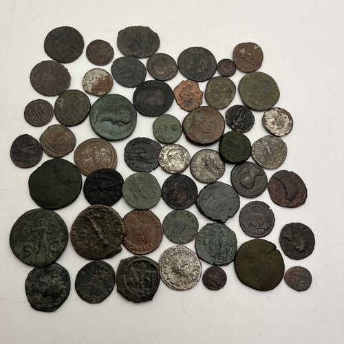 Collection of Fifty Roman Coins, includes Thessalonica, Sirmium, Siscia ...