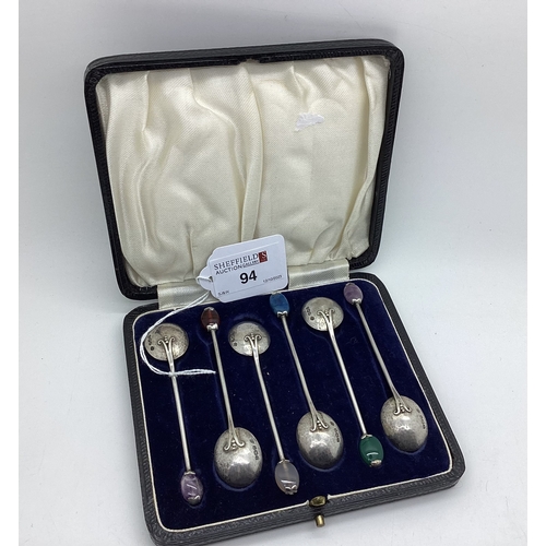 A Set of Six Arts & Crafts Style Hallmarked Silver Coffee Spoons ...